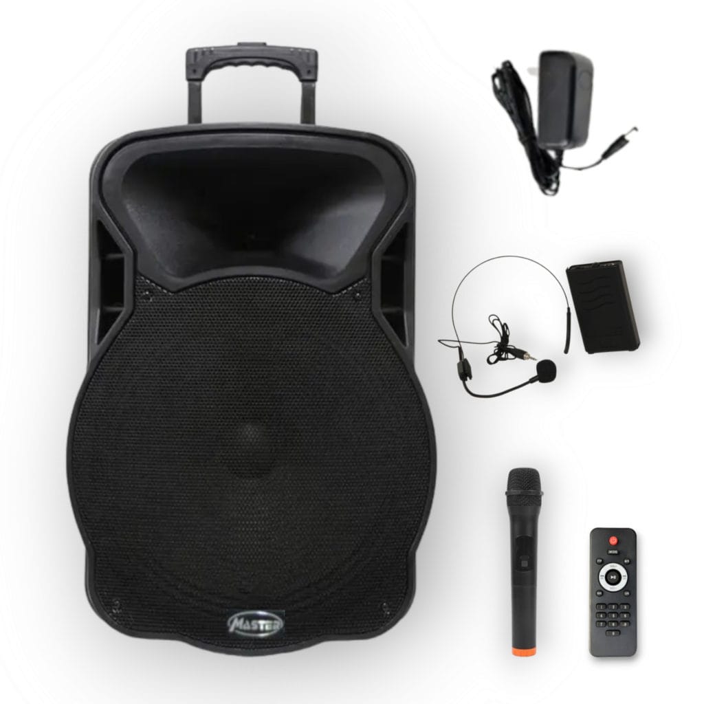 Haut parleur portable Master de 250 Watt, avec 2 microphones sans fil - MAGMA MAROC